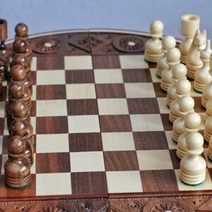 Round Chess Board, Wooden Chess Board Set Сhess Table Board With ...