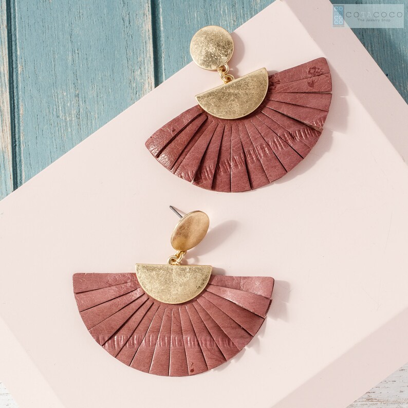 Statement earrings Fan tassel earrings Leather earrings | Etsy