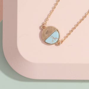 Turquoise Half Circle Necklace, Small Pendant Necklace, Dainty Necklace ...
