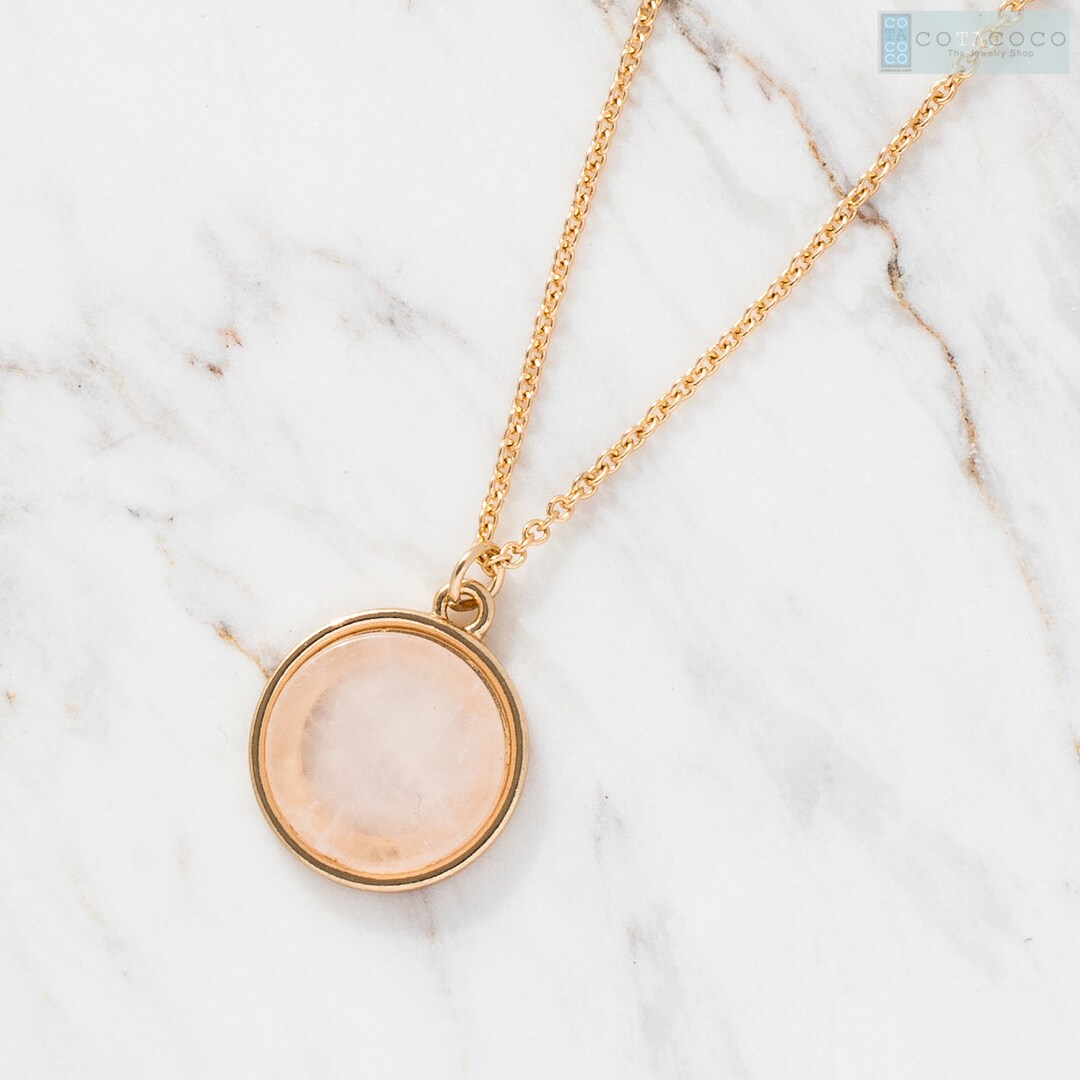 Rose Quartz Necklace, Natural Stone Pendant Necklace, Dainty Necklace ...
