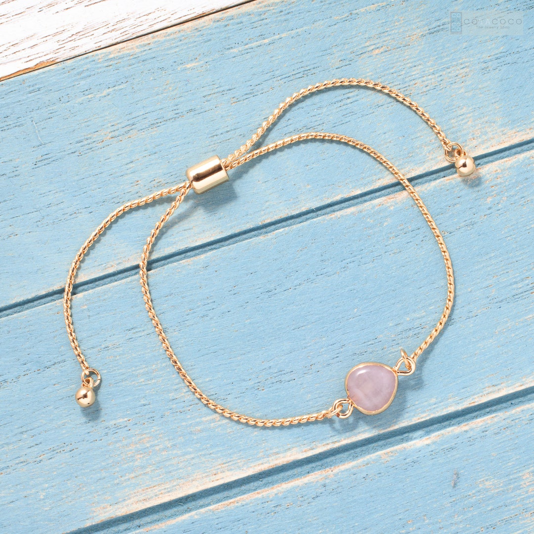 Tiny Triangle Bracelet Rose Quartz Bracelet Minimalist - Etsy