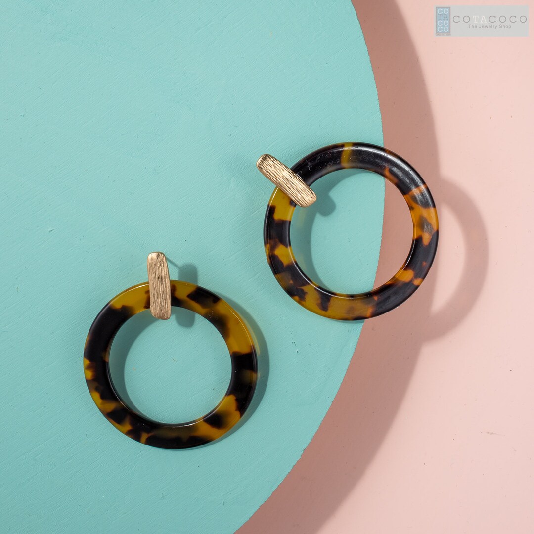 Tortoise Earrings Hoop Earrings Statement Earrings Acrylic - Etsy