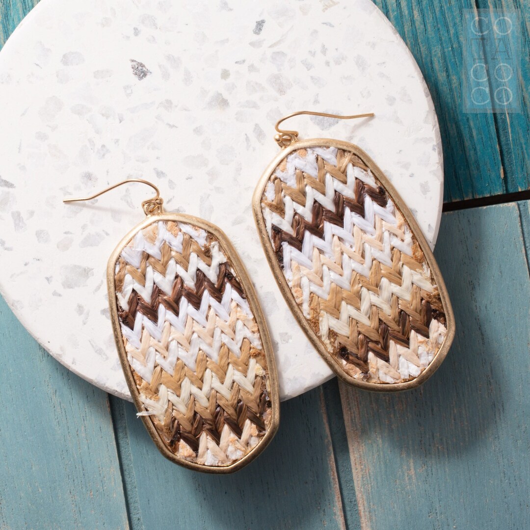 Multi Color Emborided Earrings, Zig Zag Earrings, Statement Earrings ...