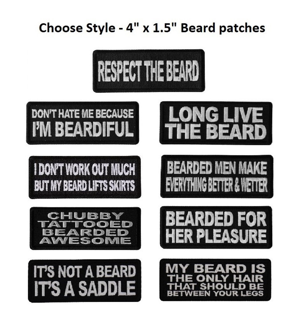 Choose Style BEARD Themed 4" X 1.5" Iron on Embroidered Patches (K4) - Etsy