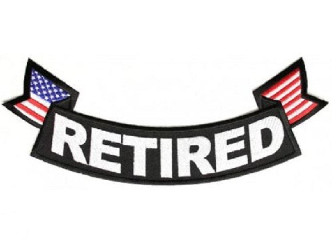 Choose Style RETIRED With American Flag 11" X 4" Large ROCKER Iron on ...