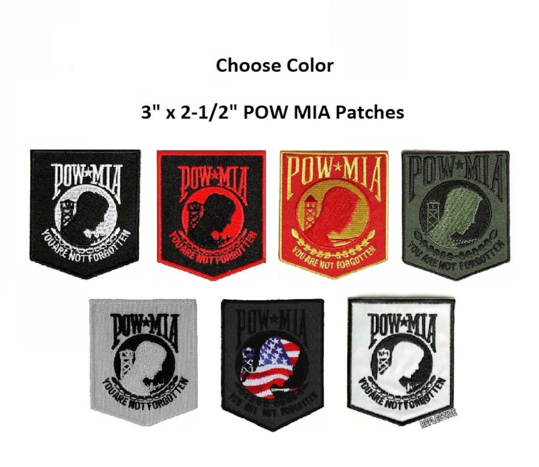 CHOOSE COLOR Pow Mia You Are Not Forgotten 3" X 2.5" Military Veteran ...