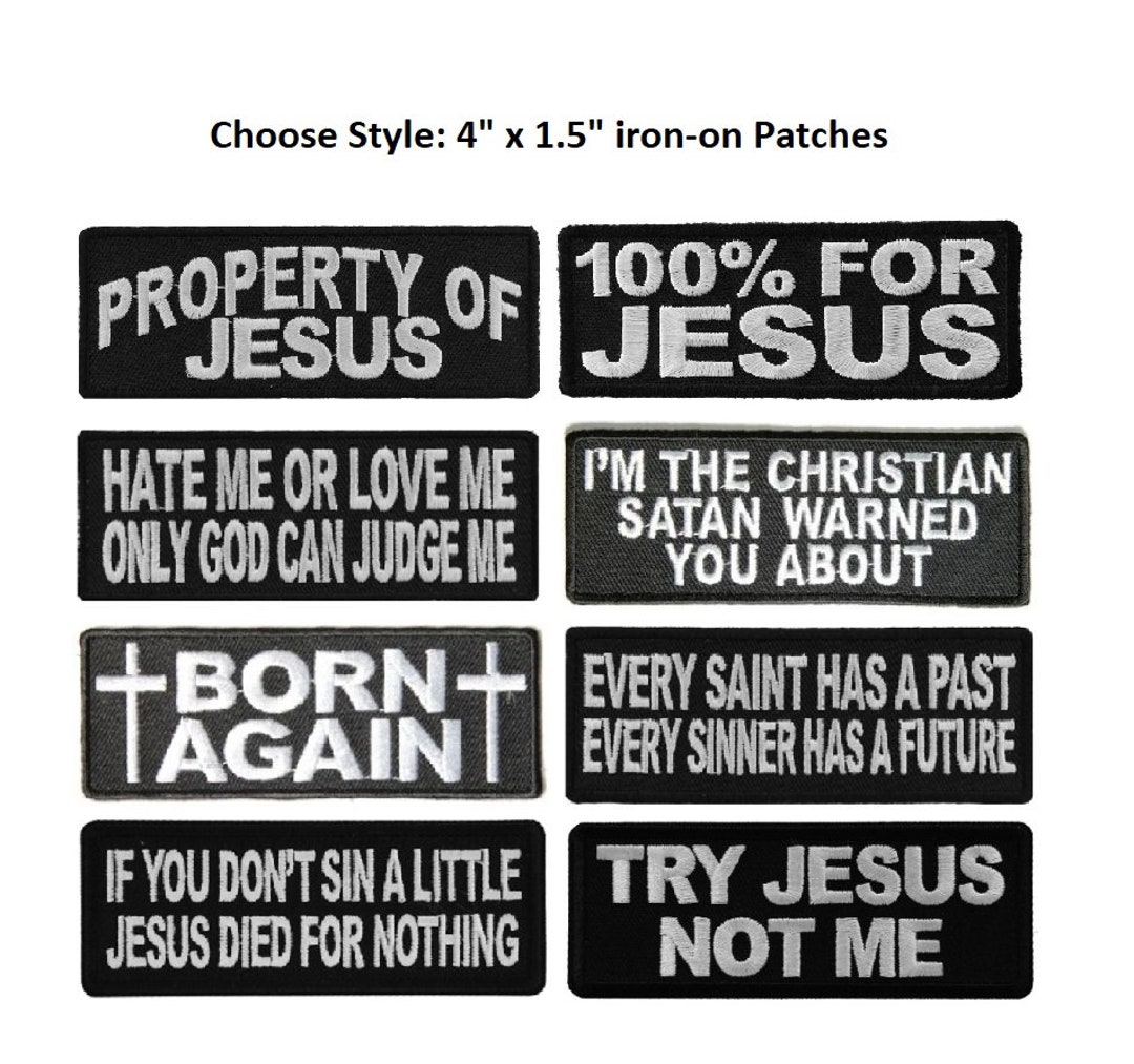 Choose Style CHRISTIAN PATCHES 4" X 1.5" Religious Jesus Iron on ...