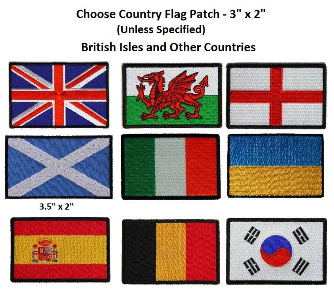 Choose FLAG British Isles and Other COUNTRIES 3" X 2" Iron on Patch UK ...