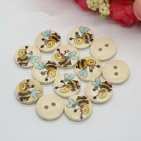 Set of 4 Wooden "bee" Buttons - Etsy