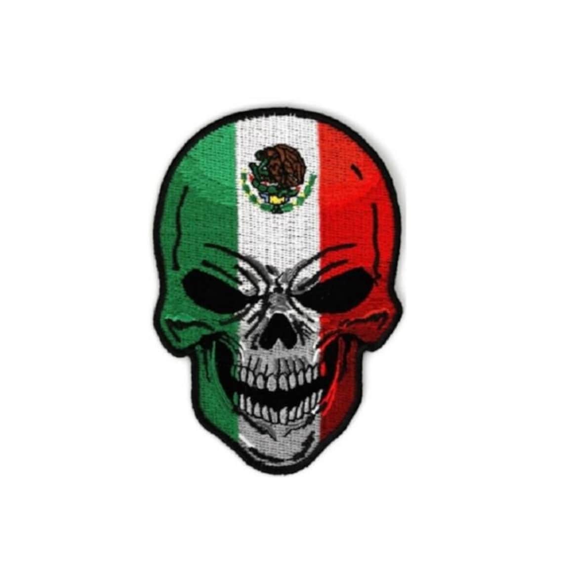 MEXICAN FLAG SKULL 3 X 4.25 Iron on Patch 5665 - Etsy