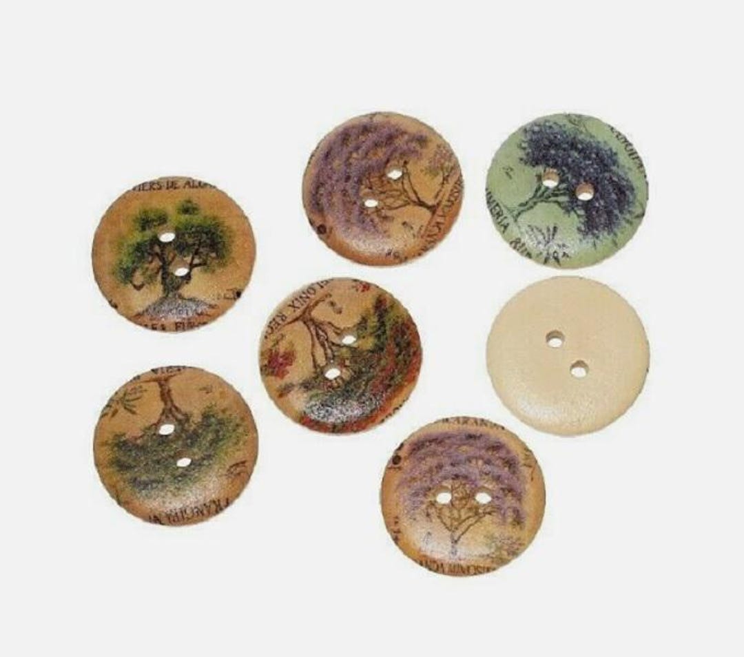 Pack of TREES 2-hole Wooden Button 1" (25mm) Craft Buttons (s405) - Etsy
