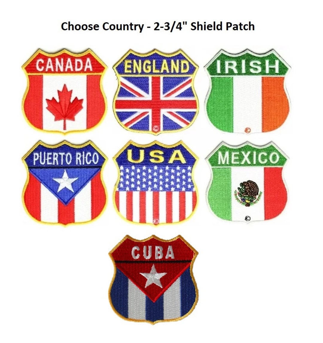 Choose Style FLAG SHIELD 2.75" Iron on Patches (K6) England Canada USA ...