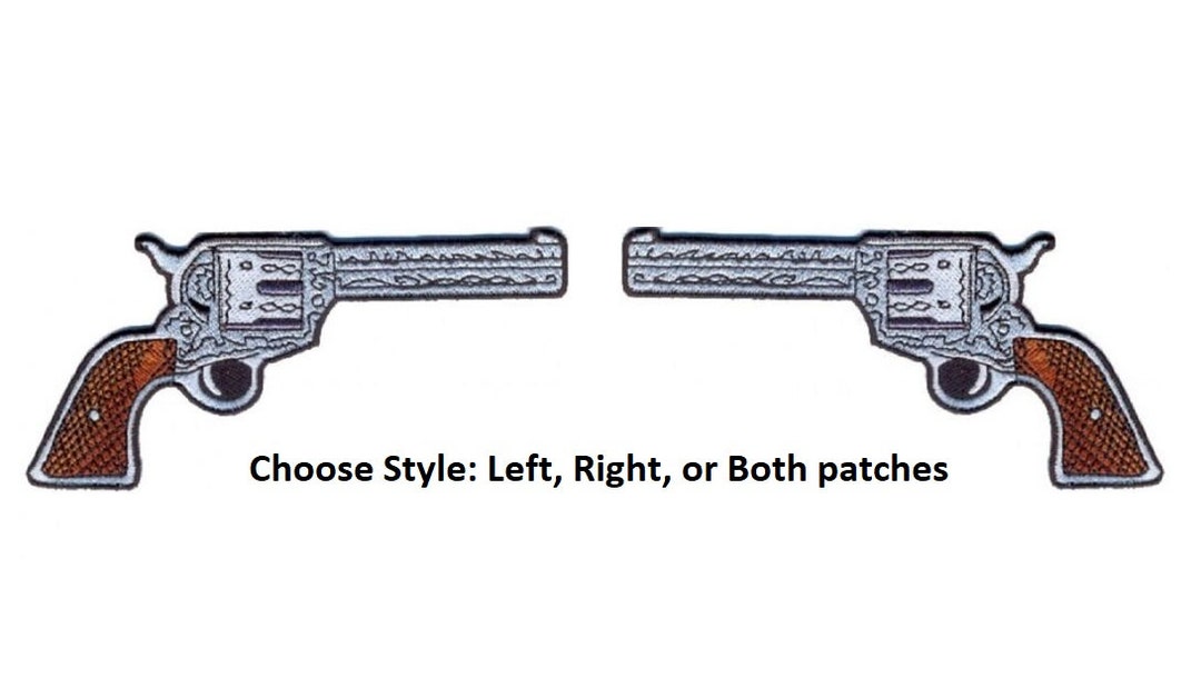 Choose Style GUN REVOLVER Facing Left, Right, or Both 5" X 2.5" Iron on ...