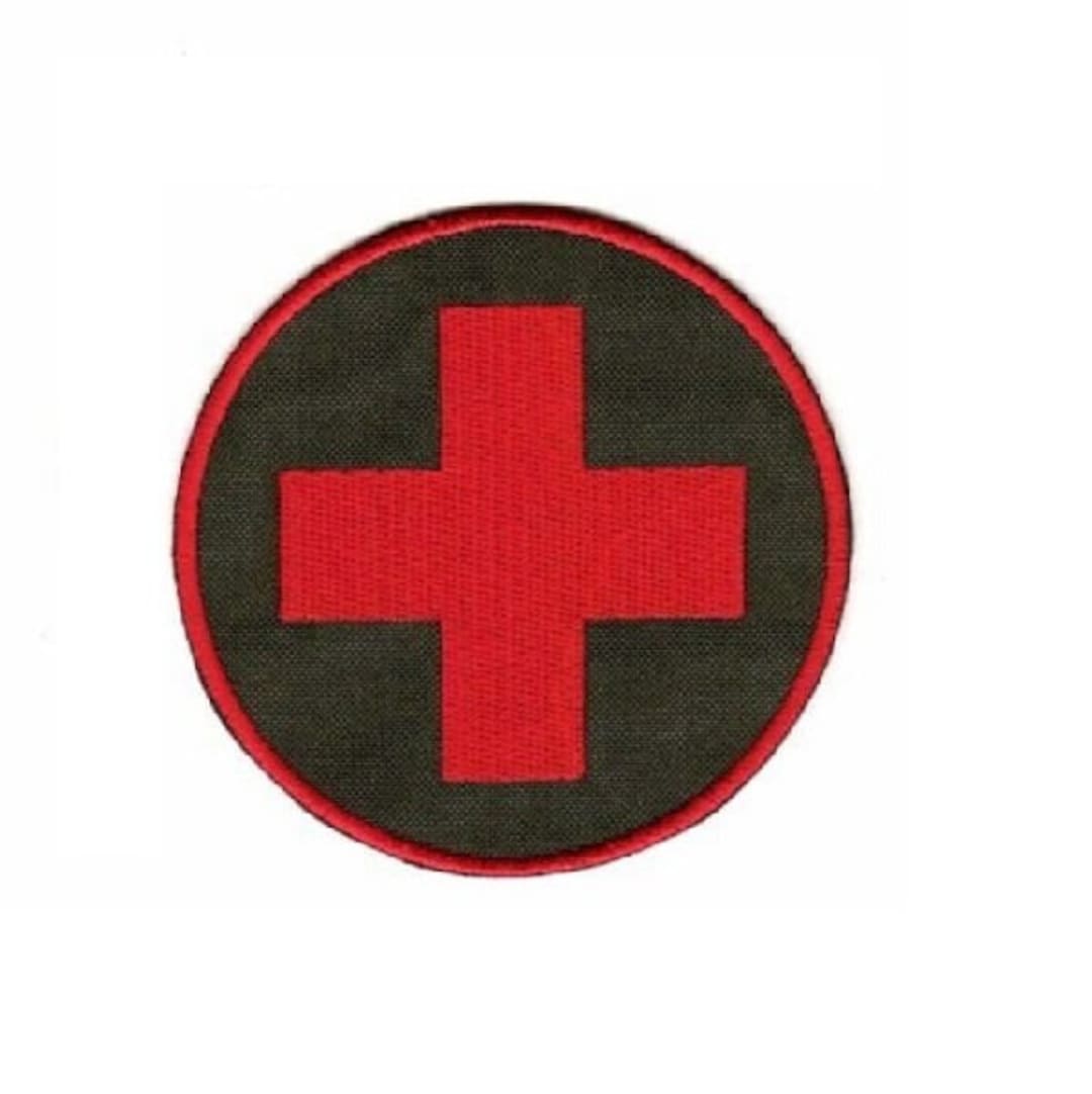 Red on Black MEDIC SYMBOL 3" Round EMT First Aid Iron on Patch (M7) - Etsy