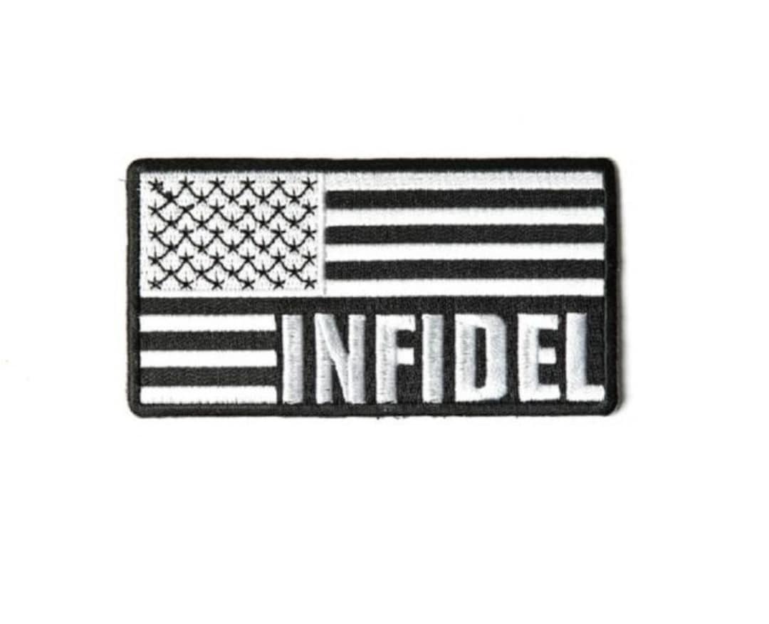 INFIDEL Black & White American Flag 3.75" X 2" Iron on Patch (4085 ...