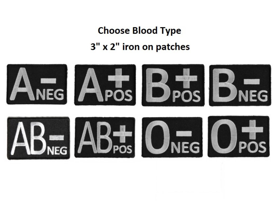 Choose BLOOD TYPE 3" X 2" Iron on Embroidered Patches (P8) - Etsy