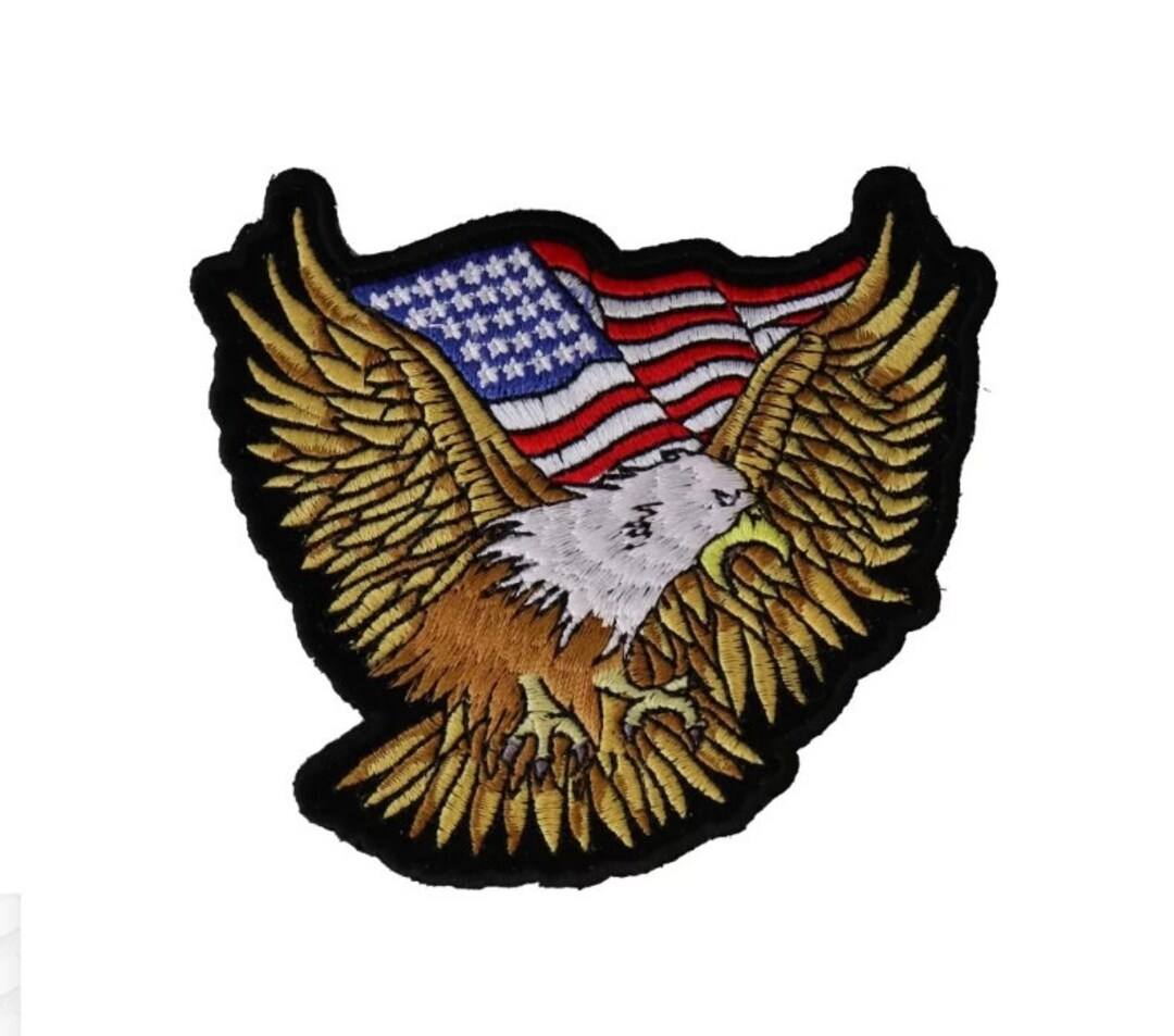 Eagle AMERICAN FLAG 3.5" X 3.75" Iron on Patch (2938) (D23) - Etsy
