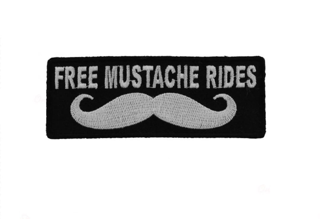 FREE MUSTACHE RIDES 4" X 1.5" Funny Iron on Patch (4753) Biker (ff) - Etsy