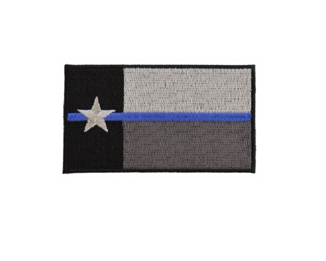 Thin Blue Line TEXAS STATE FLAG 3-1/2" X 2" Iron on Patch (4454) Police ...