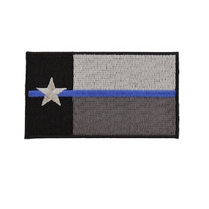 Thin Blue Line TEXAS STATE FLAG 3-1/2" X 2" Iron on Patch (4454) Police ...