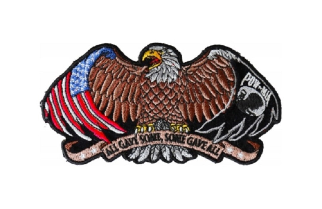 Choose Size Some Gave All POW MIA Eagle 5.25" or 12" Iron on Back Patch ...