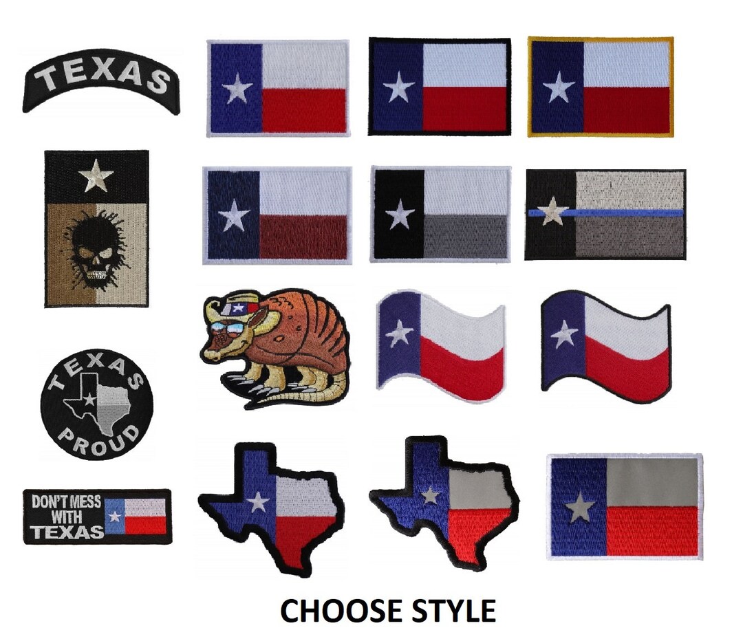CHOOSE STYLE Texas Flag Embroidered Iron on Patch - Sizes/colors Only ...