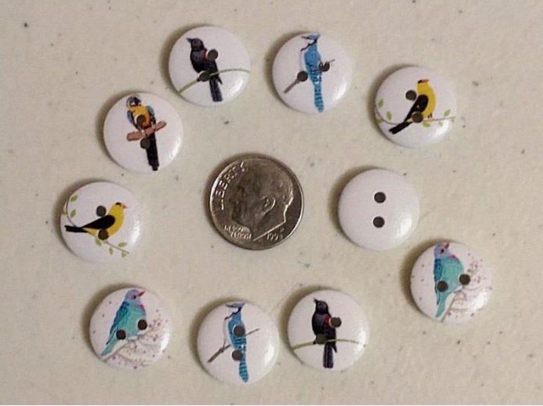 Pack of 10 BIRDS 2-hole Wood Buttons 5/8" (15mm) Craft (W304) - Etsy
