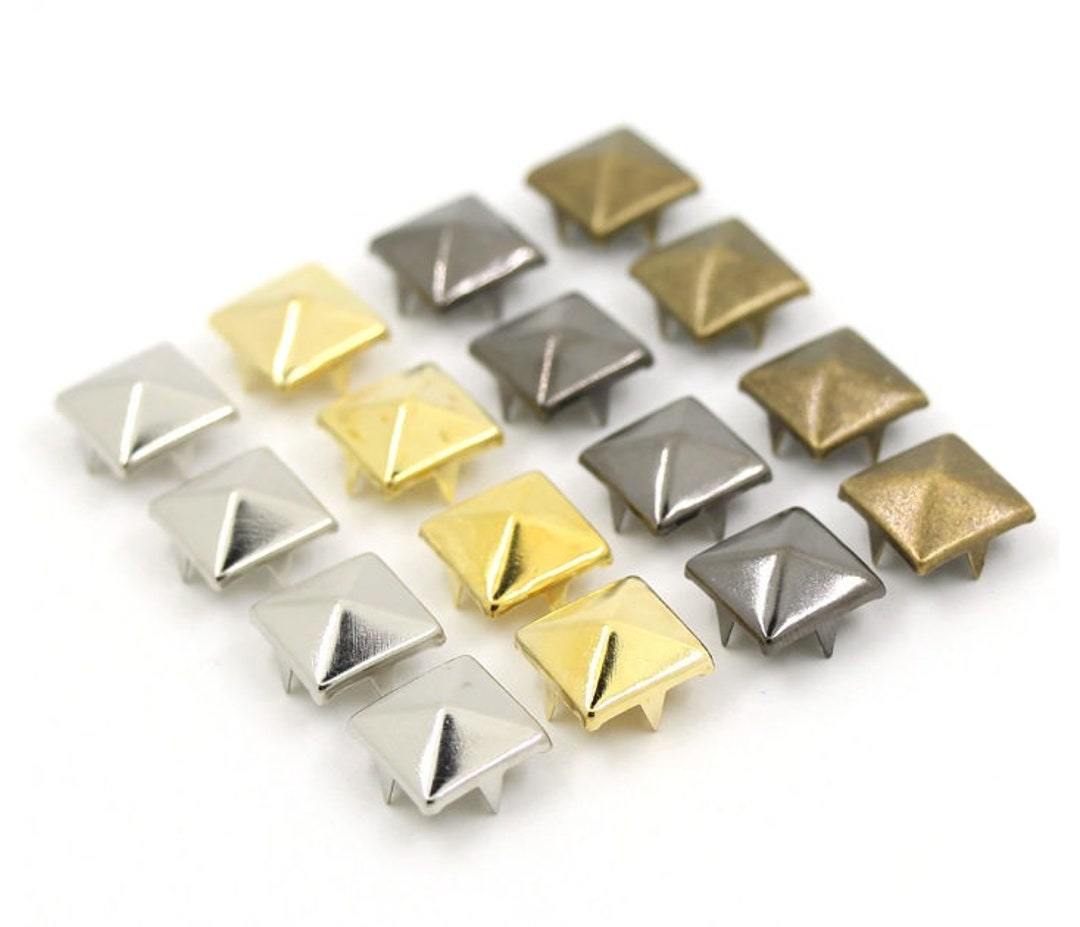 Pack of 100 4-spike 1/2" (12mm) X 6mm Spikes PYRAMID Metal Studs (1080 ...