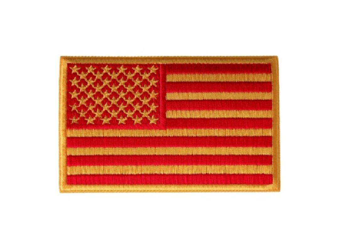 Red and Yellow AMERICAN FLAG 4" X 2.5" Iron on Patch (7027) (#115) - Etsy