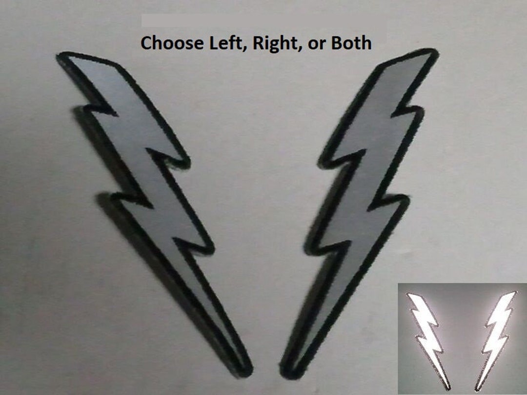 Left or Right REFLECTIVE Lightning Bolt 5" X 1.5" Iron on Patches - Etsy