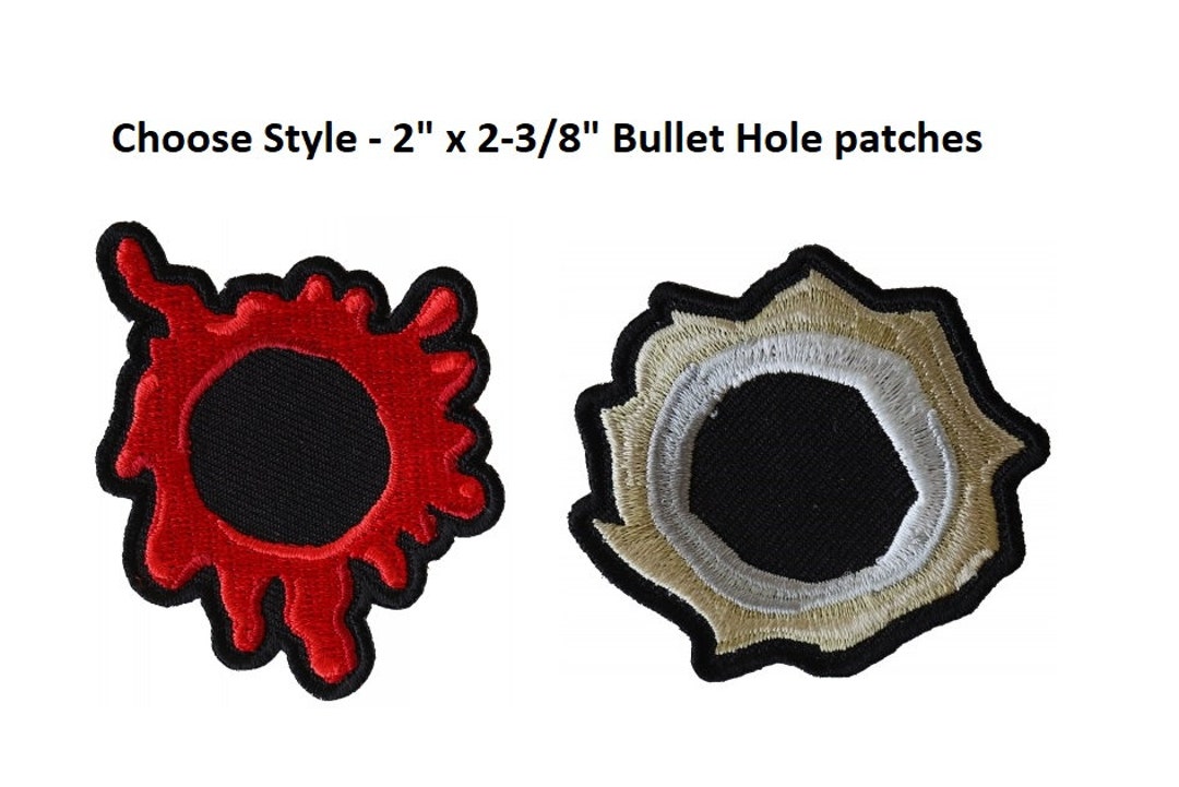 Choose Style BULLET HOLE Gray Green or Red 2 X About 2-3/8 Iron on ...