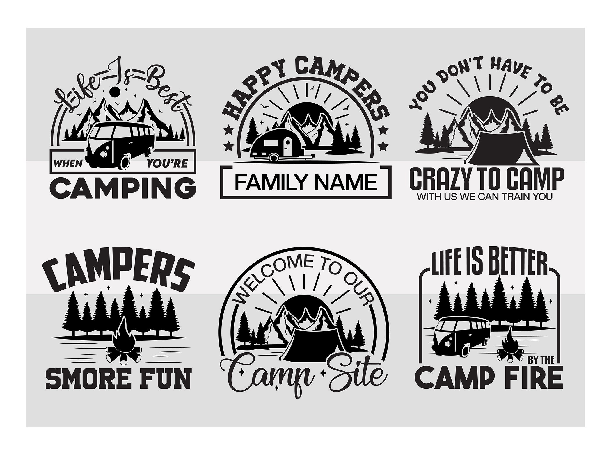 Camping SVG Bundle 6 Designs Clipart Digital Art Vector - Etsy