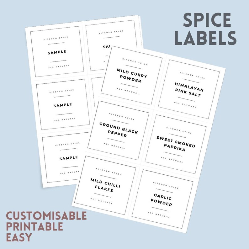 Printable Digital Spice Labels, Editable Online. - Etsy