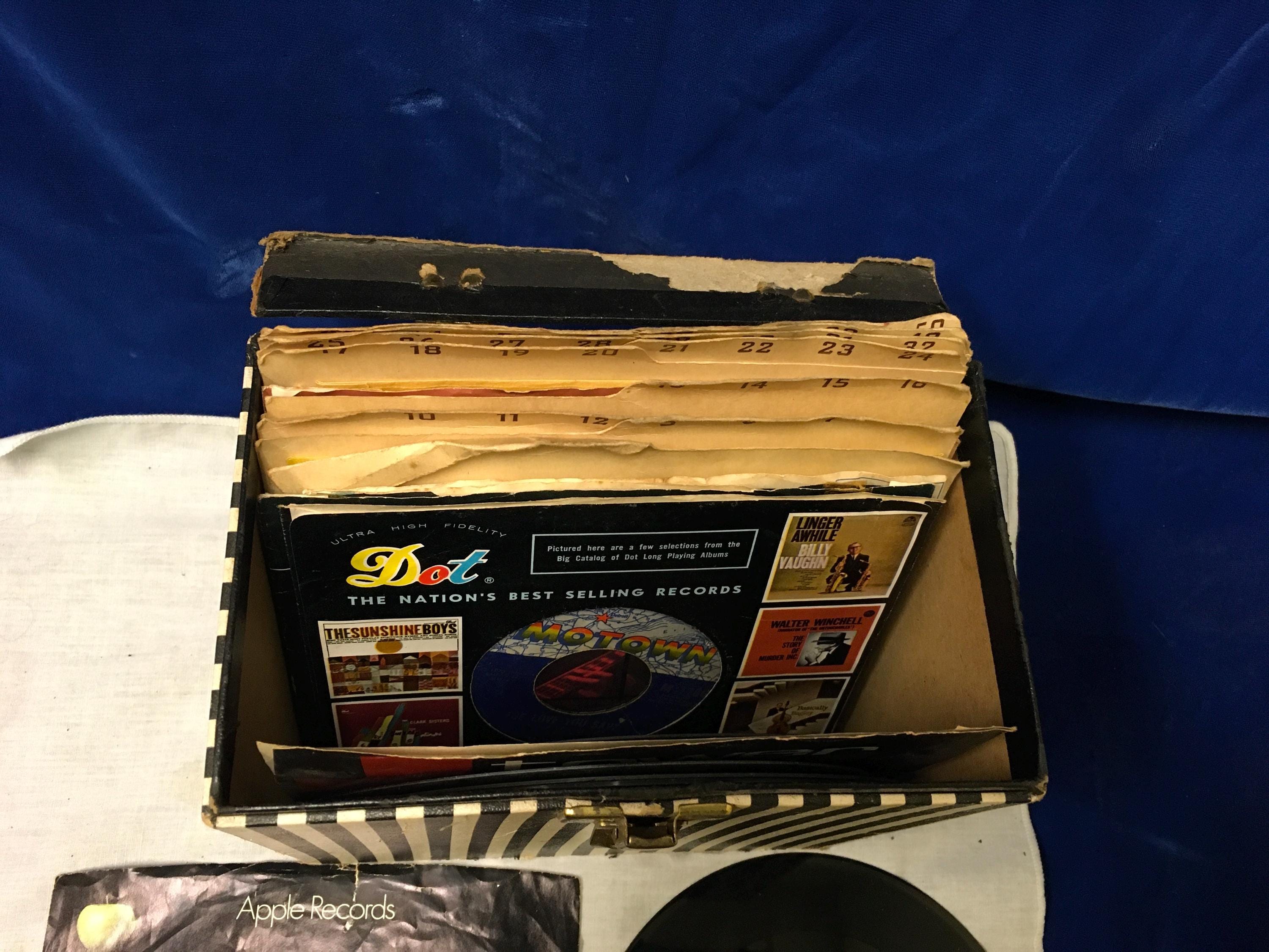 26 Vintage 45 RPM Vinyl Records in Box. - Etsy