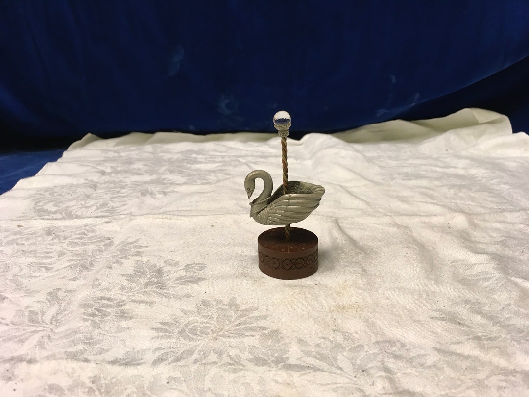 Vintage Pewter Swan Carousel Figurine With Crystal Ball - Spoontiques ...