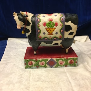 Vintage Heartwood Creek by Jim Shore Cow Folk Art Figurine 2004 Retired ...