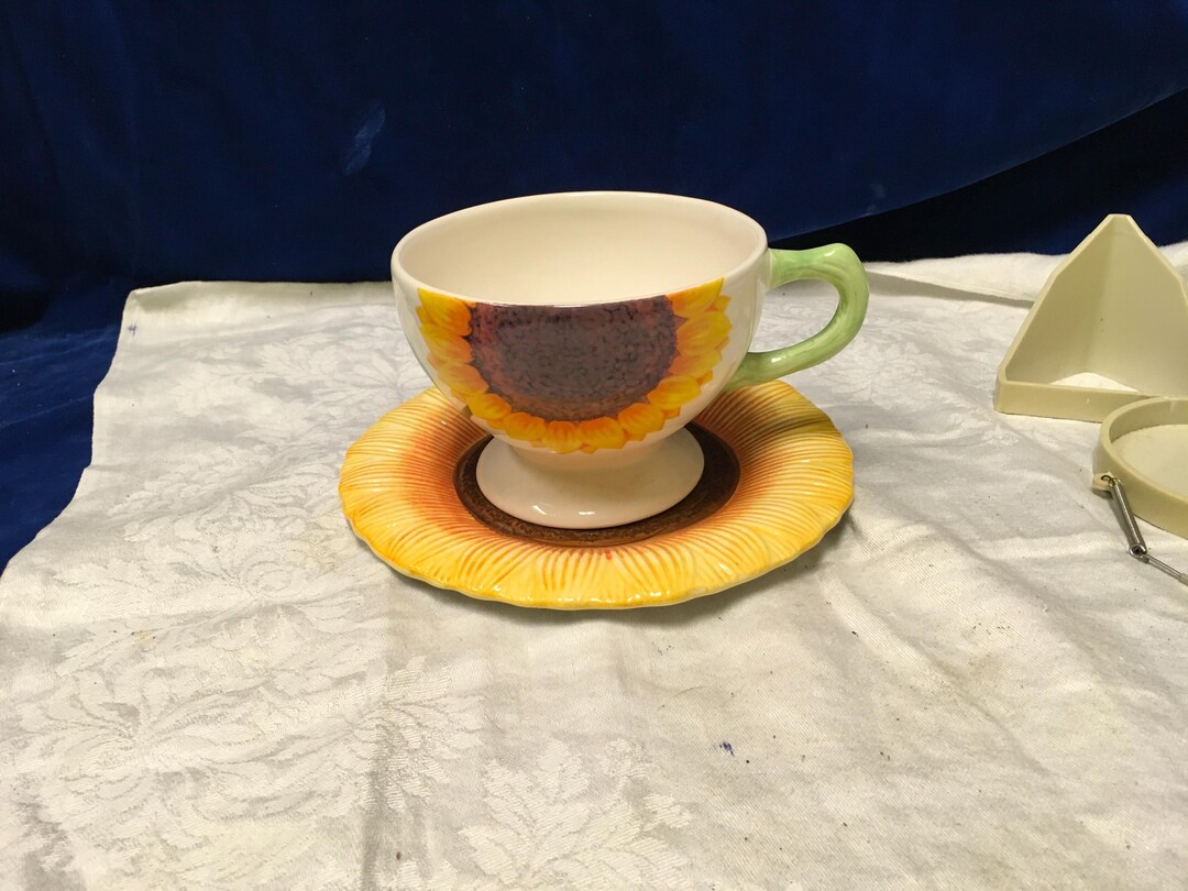 Ceramic Sunflower Cup and Saucer / Teleflora Gifts. - Etsy
