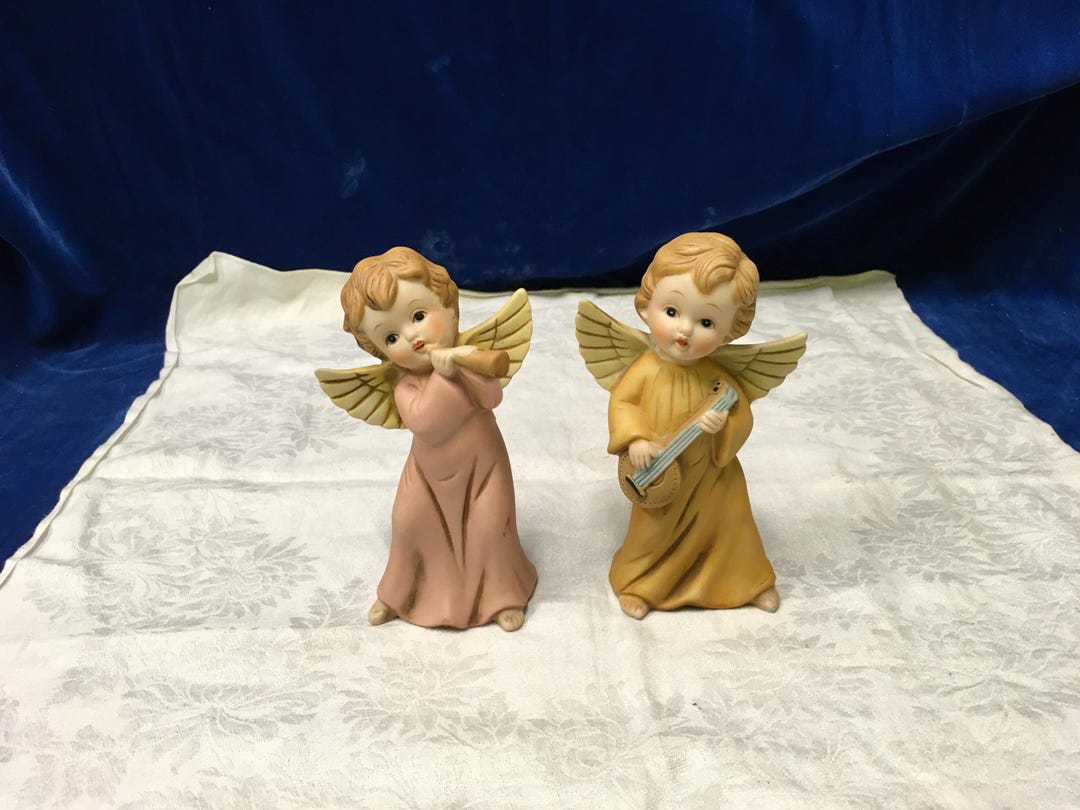 Vintage Pair of Homco Angels With Instruments. - Etsy
