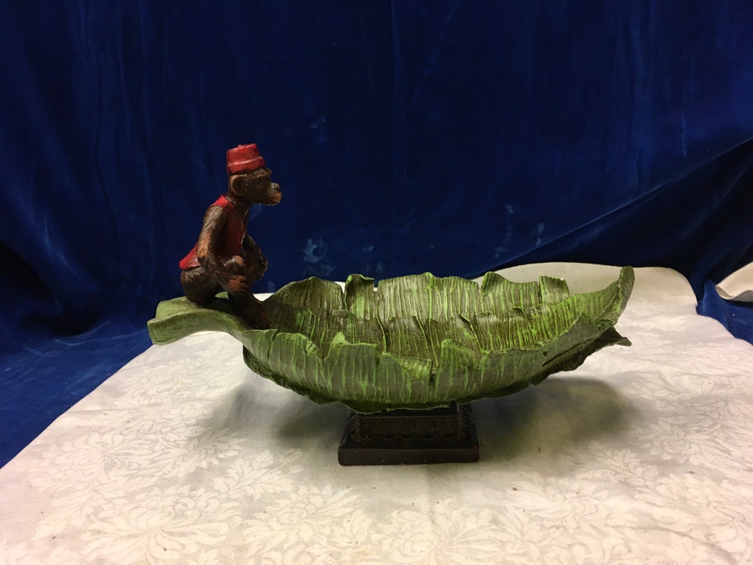 Vintage Monkey Sitting on Green Leaf Trinket/jewelry Dish. - Etsy