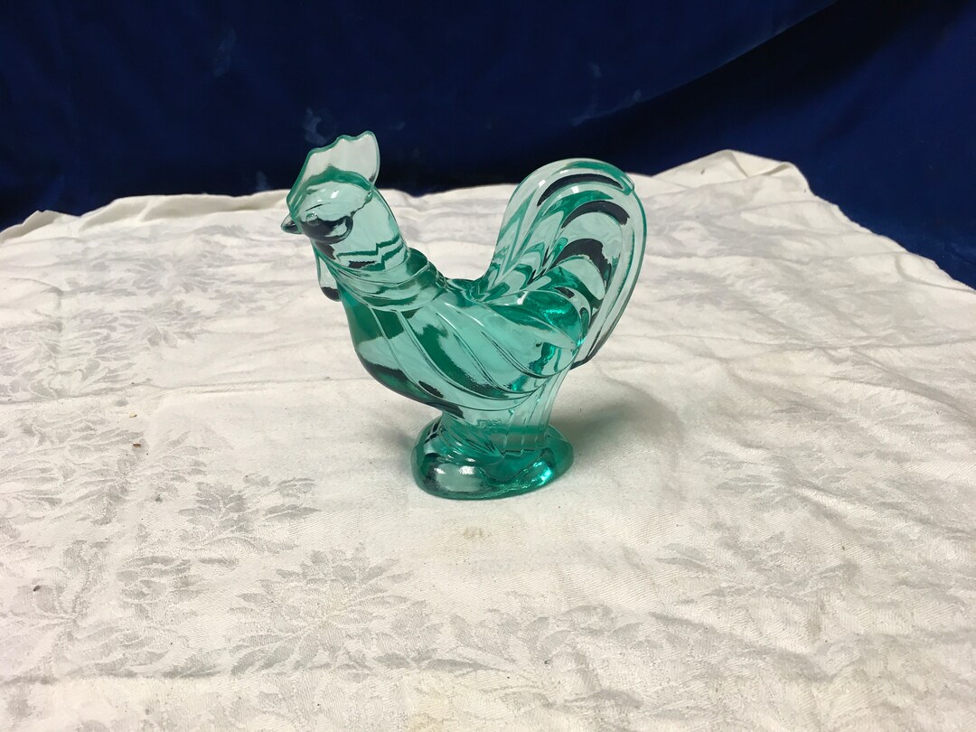 Vintage Fenton Sea Mist Green Glass Rooster Figurine. - Etsy