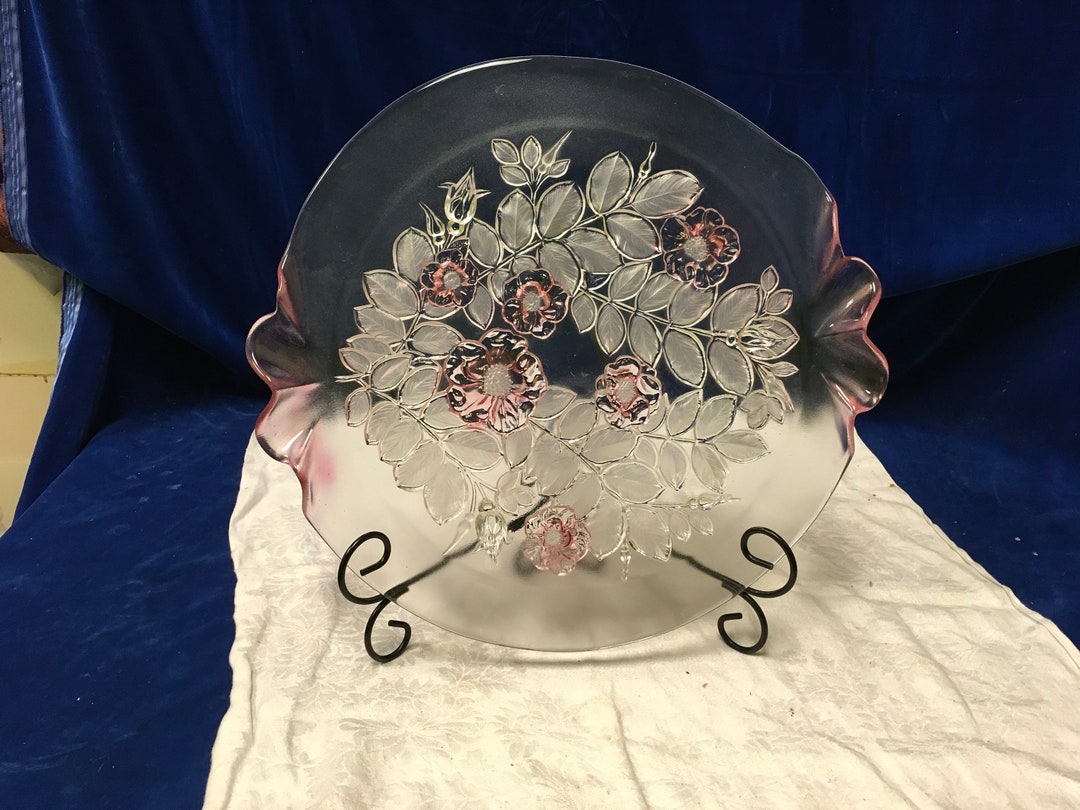 Vintage Mikasa Pink Rosella Round Glass Tray. - Etsy