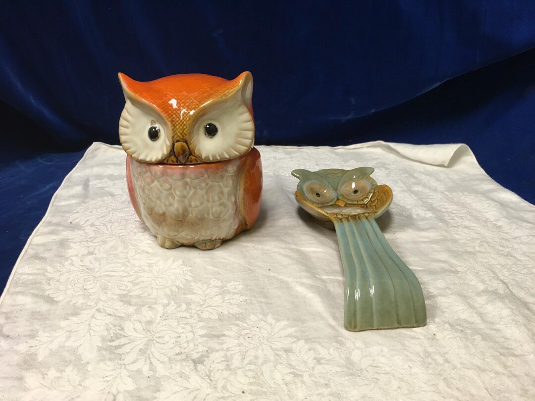 Owl Canister and Owl Spoon Rest. - Etsy