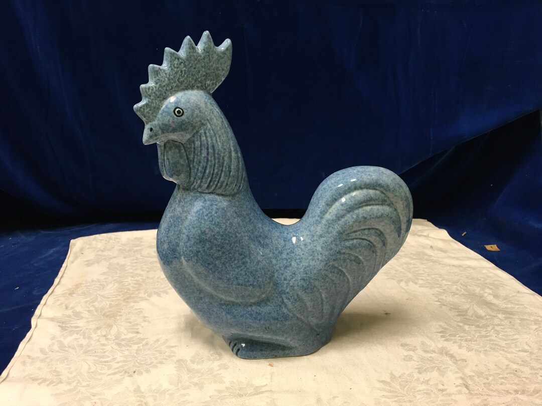 Vintage Calico China Blue and White Ceramic Rooster - Taiwan - Etsy