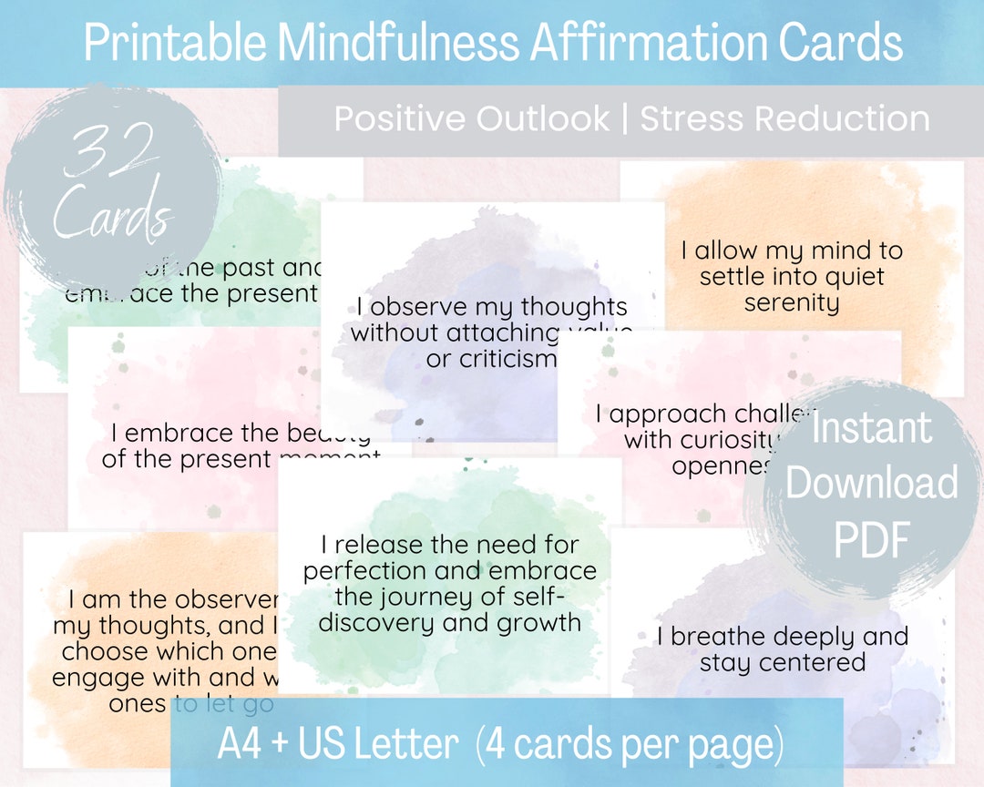 Mindfulness Affirmation Cards | Instant Download | Print at Home ...