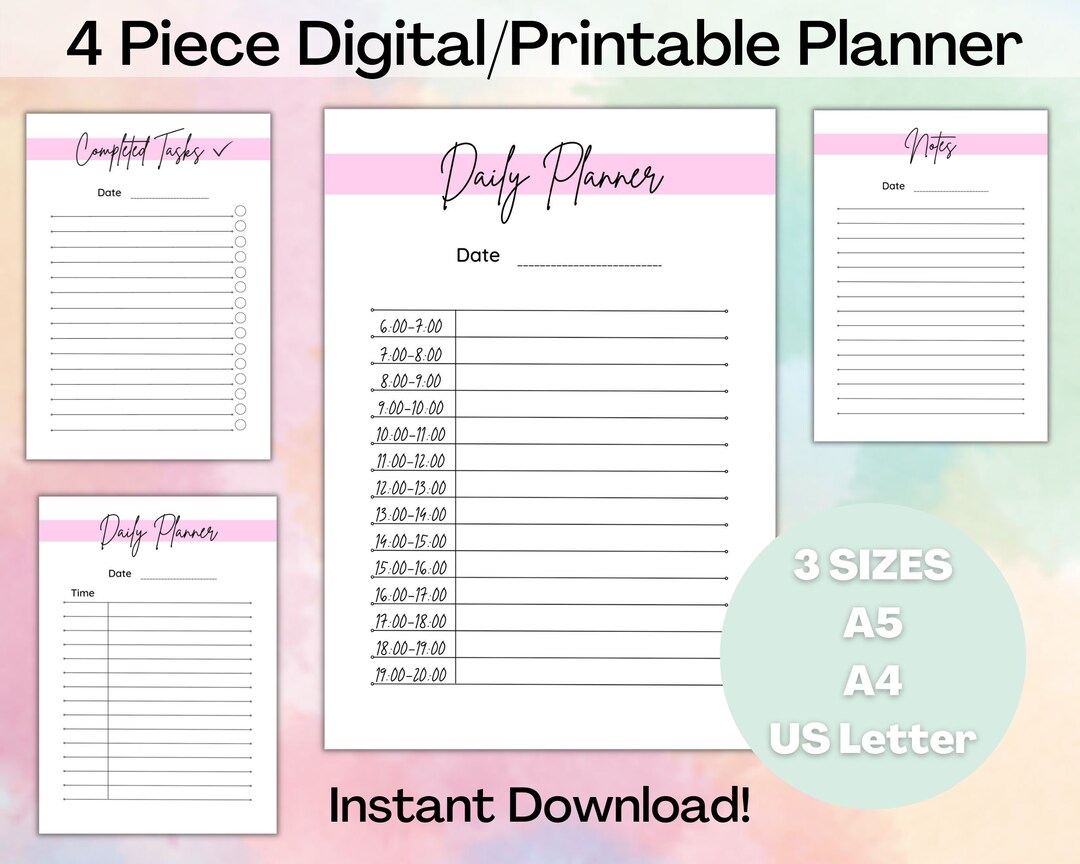 Digital|printable Daily Planner, Instant Download, Daily Schedule ...