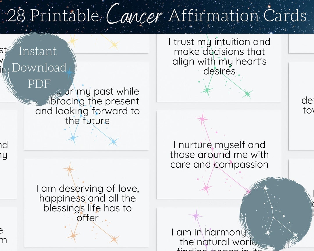 Cancer Zodiac Affirmation Cards Instant Download Print at - Etsy