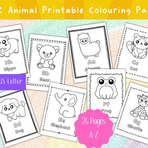 A-Z Animal Printable Colouring Pages for Kids. Educational Colouring ...