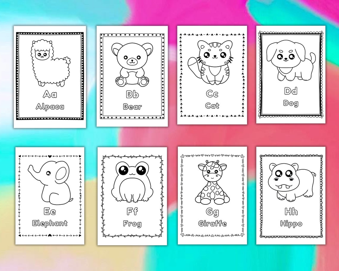 A-Z Animal Printable Colouring Pages for Kids. Educational Colouring ...