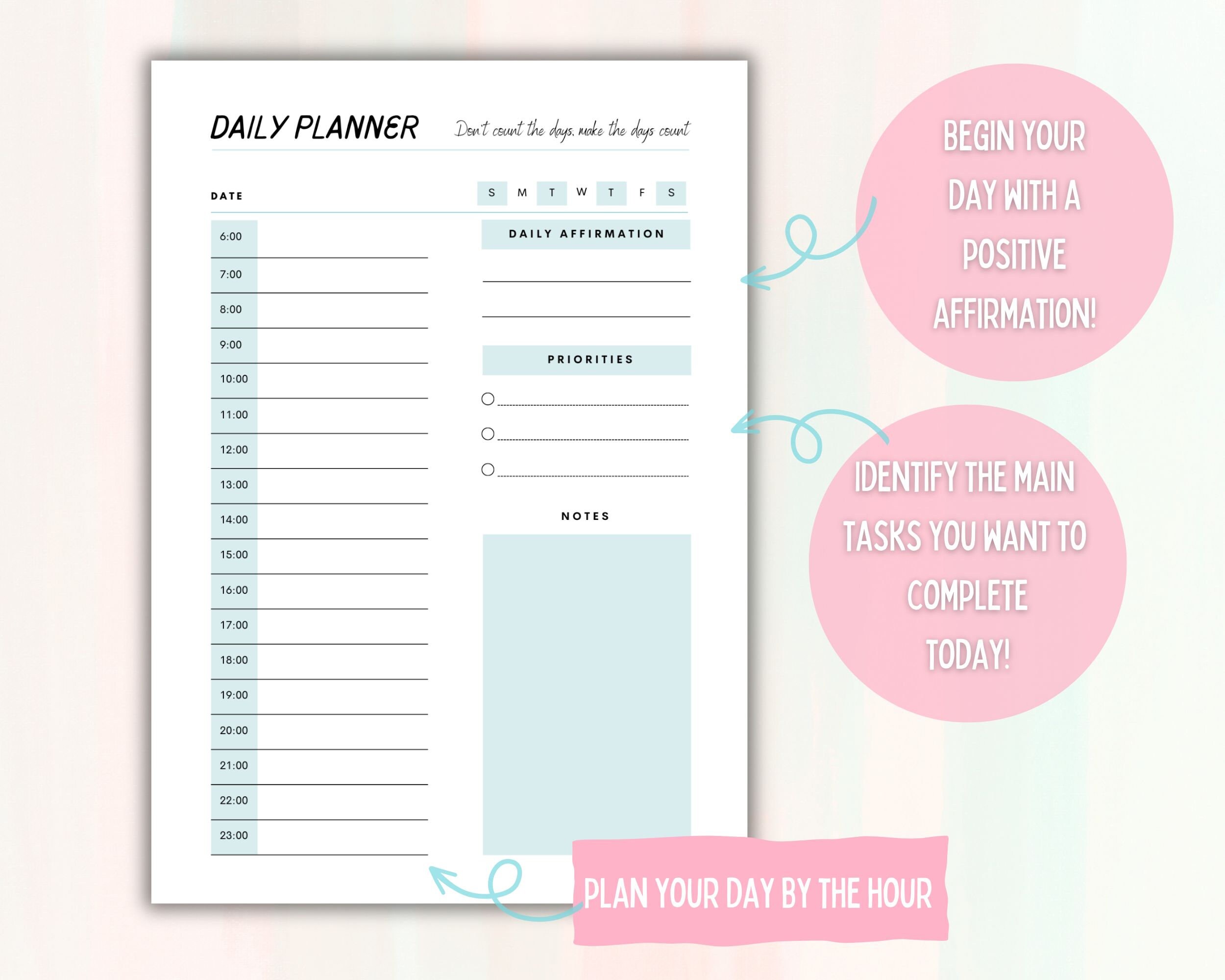 Digital Download Printable Daily, Weekly & Monthly Planner Print at ...