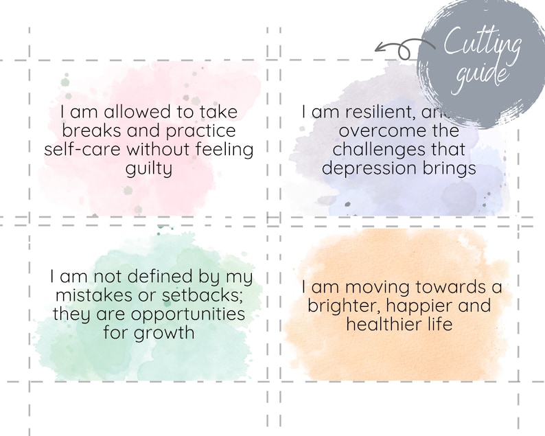 Positive Affirmation Cards for Depression Instant Download Print at ...